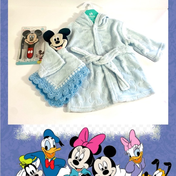 Disney | Other | Disney Mickey Mouse Robe Crochet Lovey Gift Set | Poshmark